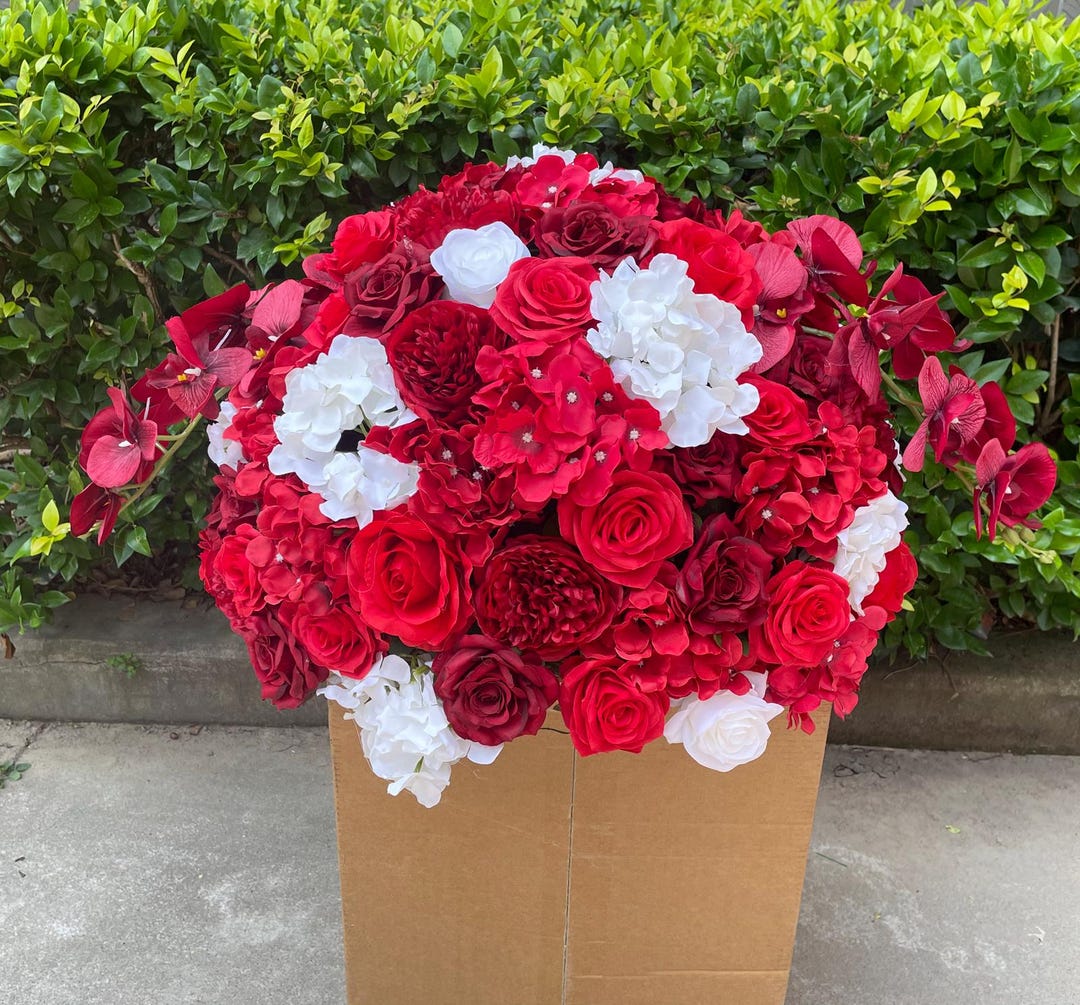 Red Centerpieces for Wedding Top Table Decorative Artificial Rose ...