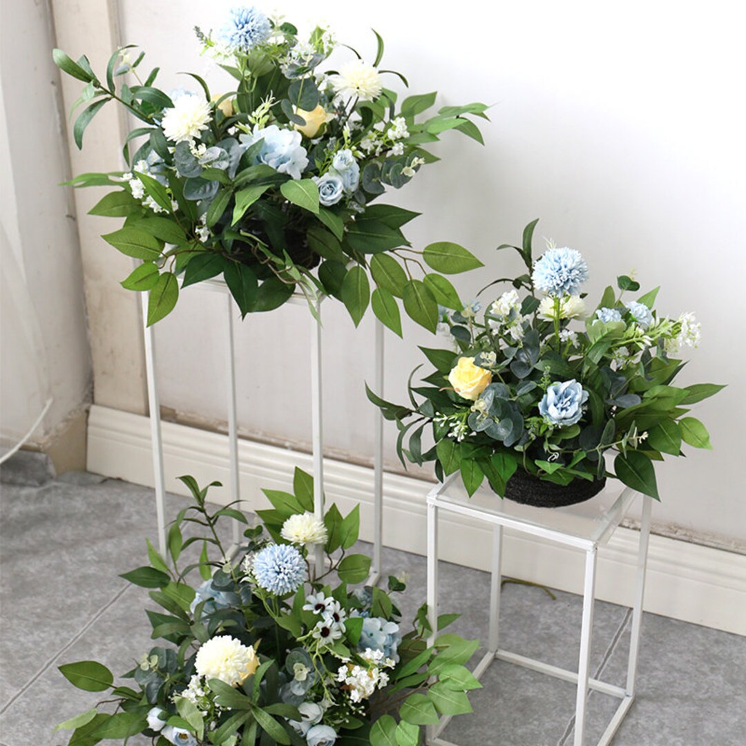 Blue Flower Wedding Top Table Decoration Wedding Centerpiece Artificial Flower Ball Outdoor Rose ...