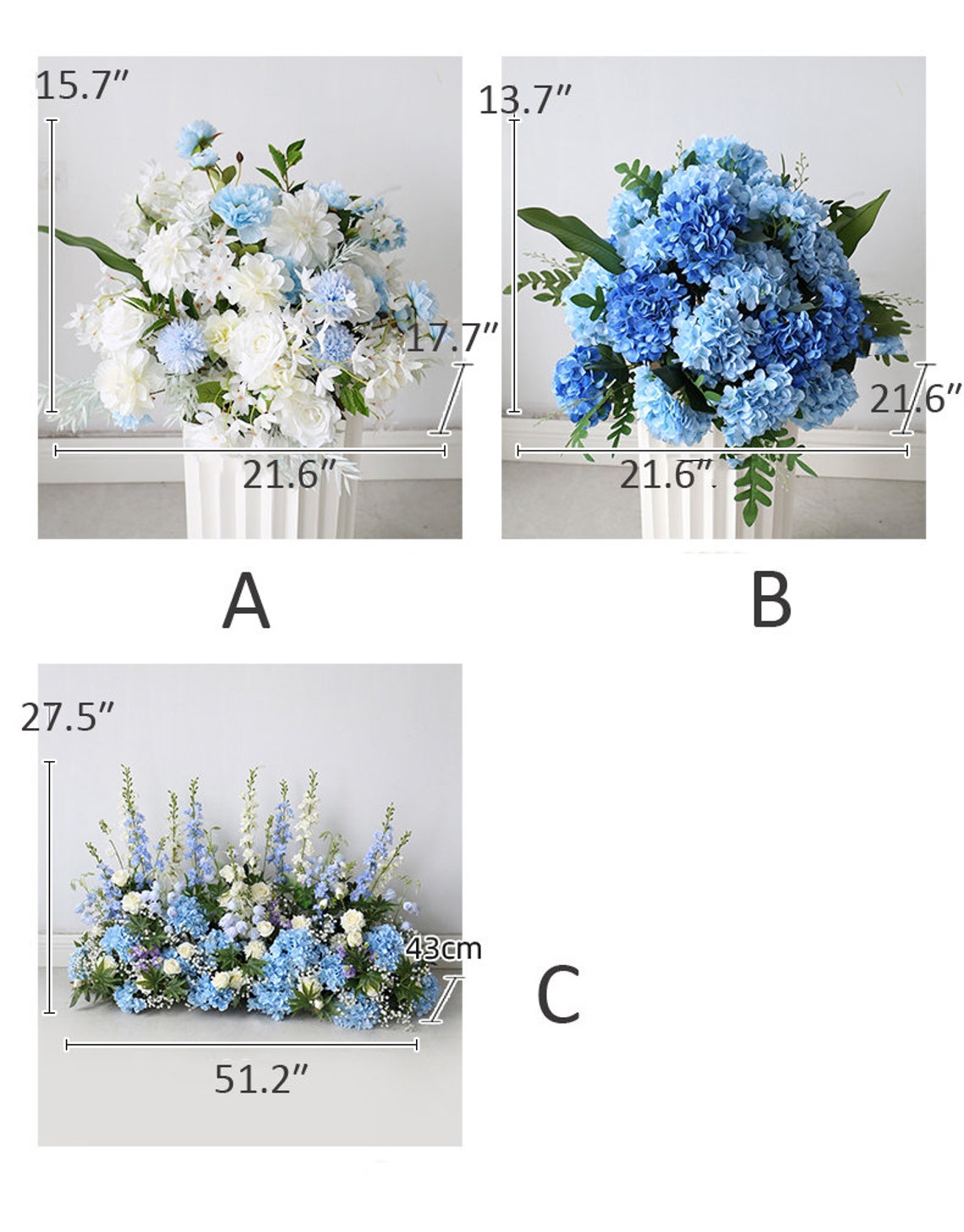Blue Flower Centrepiece Floral Centrepiece Wedding Centrepiece - Etsy