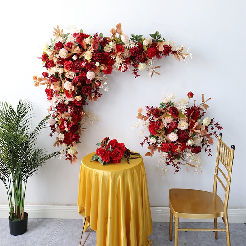 Wedding Corner Swag Backdrop Red Flower Table Runner Decor - Etsy