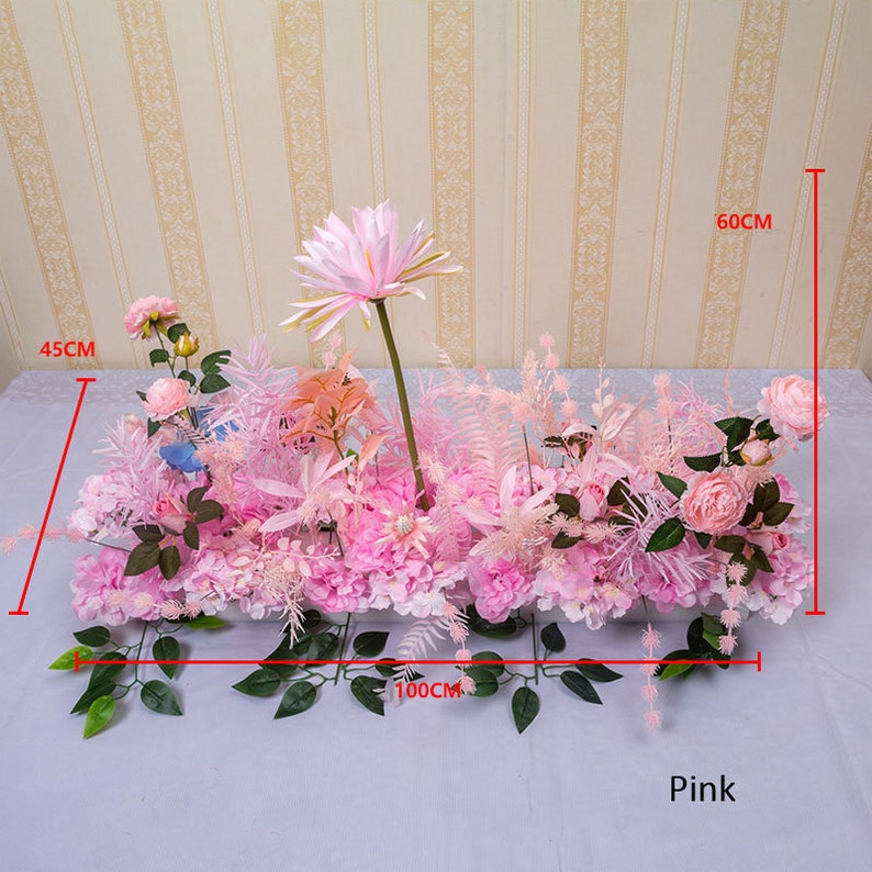 Pink Wedding Flower Arrangement Table Runner Decor Table | Etsy