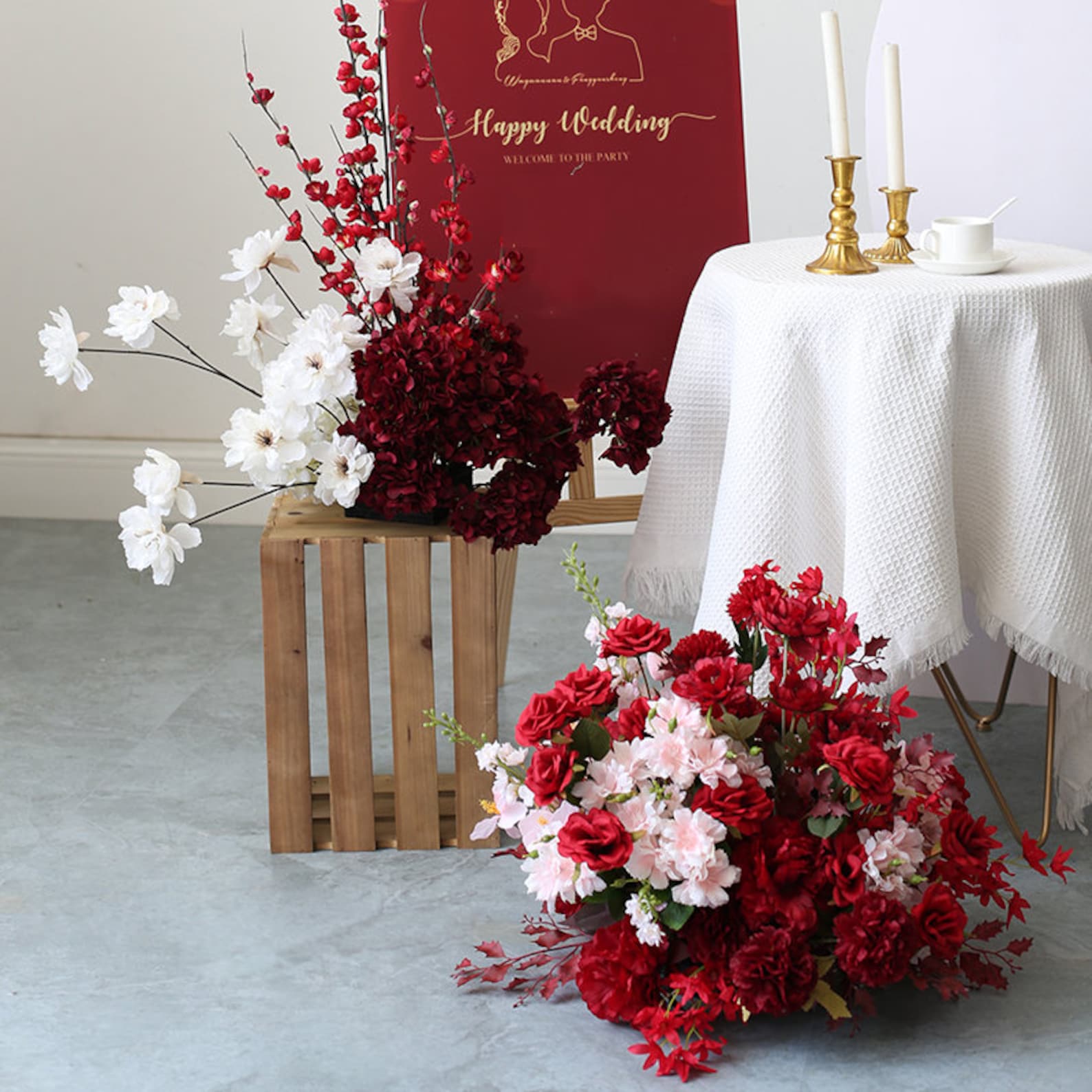 Red Wedding Archway Flower Wedding Corner Swag Outdoor - Etsy