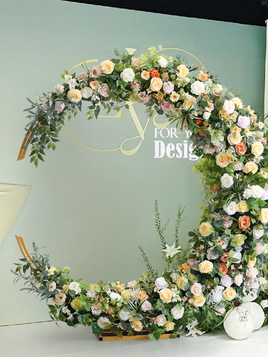 Moon Shape Floral Arch Swag Wedding Archway Backdrop Flower Garland ...