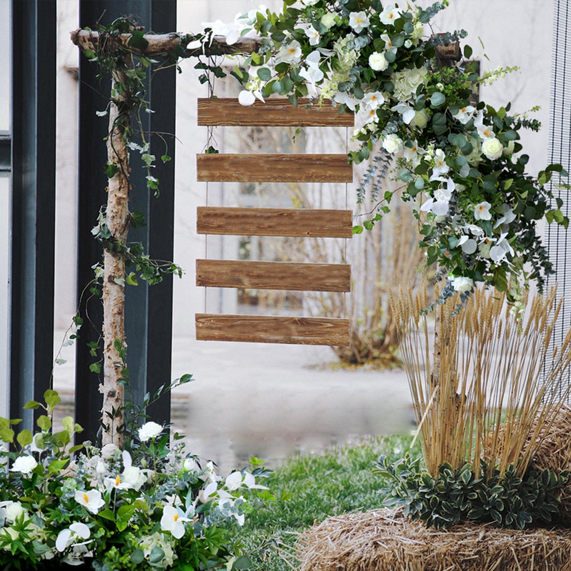White Wedding Arch Flowers Greenery Arrangements Corner Swag | Etsy