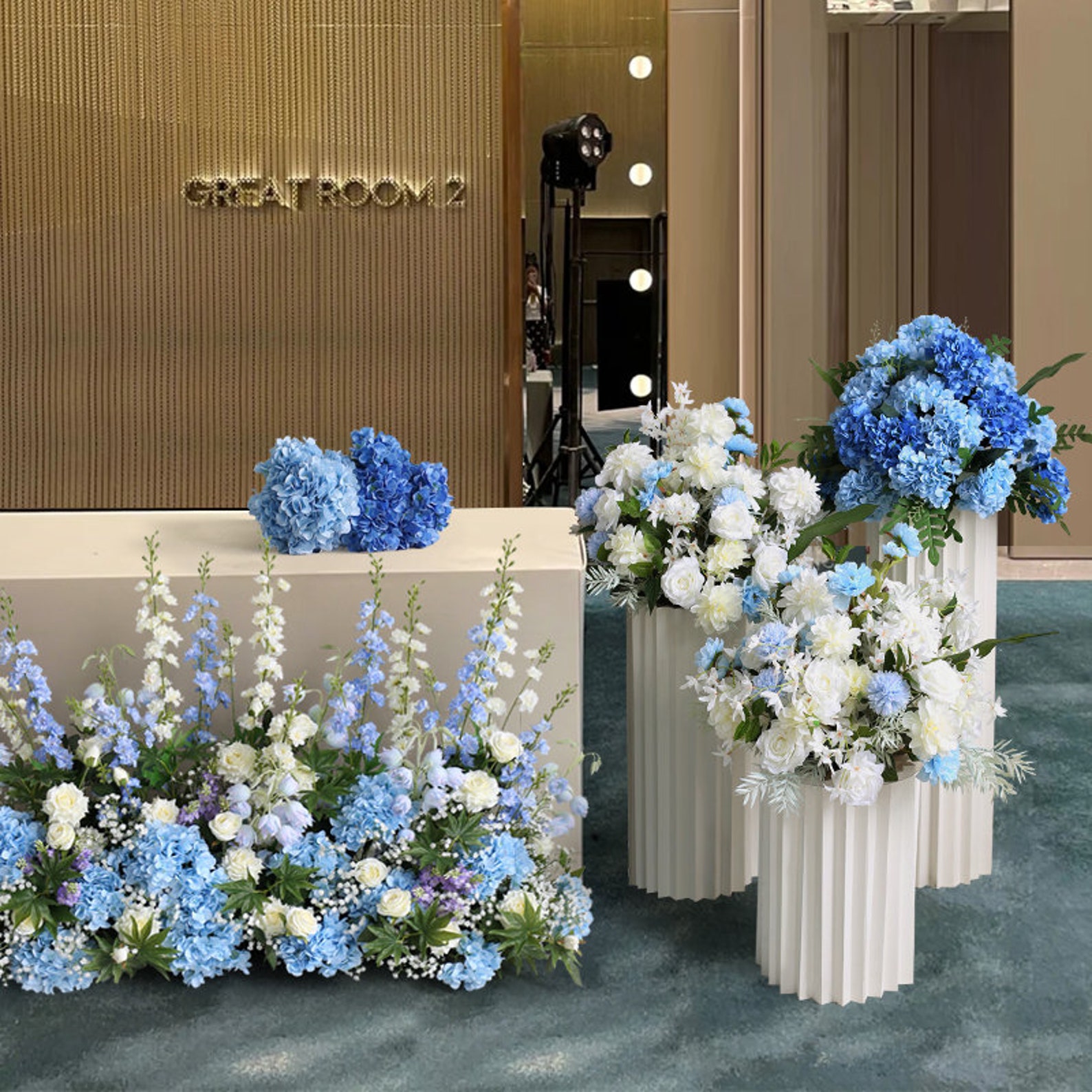 Blue Flower Centrepiece Floral Centrepiece Wedding Centrepiece Large ...