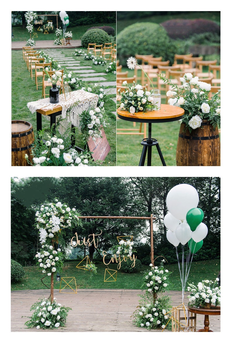 White Rose and Greenary Wedding Arch Flower Monstera Garland | Etsy