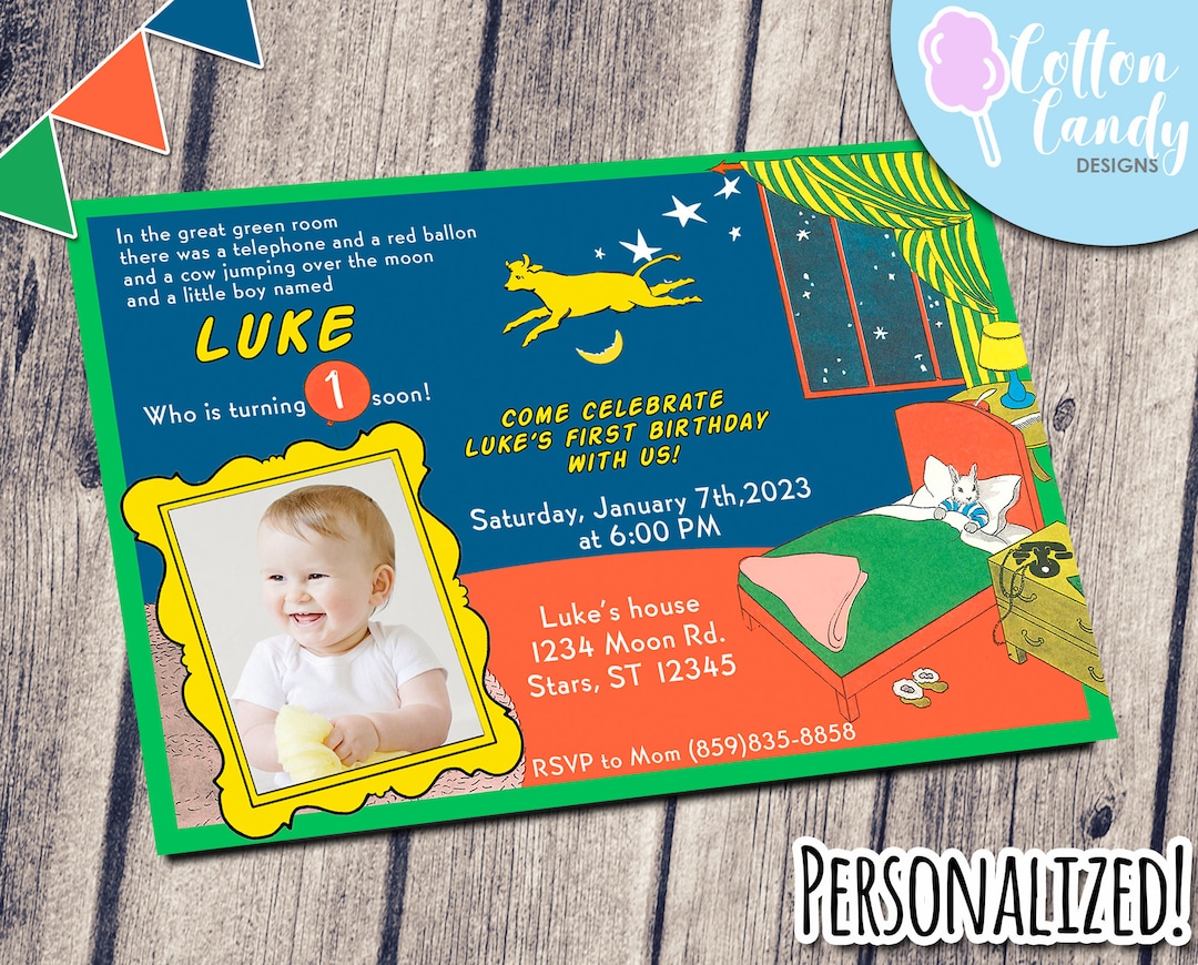 Goodnight Moon Invitation, Baby Birthday Party, Book Birthday ...