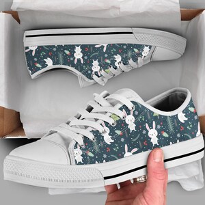 White Rabbit Shoes Womens Sneakers Rabbit Print Pattern Rabbit Gifts ...