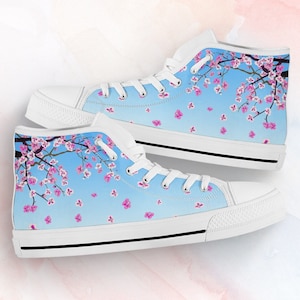 Sakura Custom Shoes, Cute Shoes / Sneakers, Cherry Blassom Tree High ...