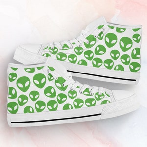Green Alien Shoes Alien Sneakers Harajuku Kawaii Clothing Custom High ...