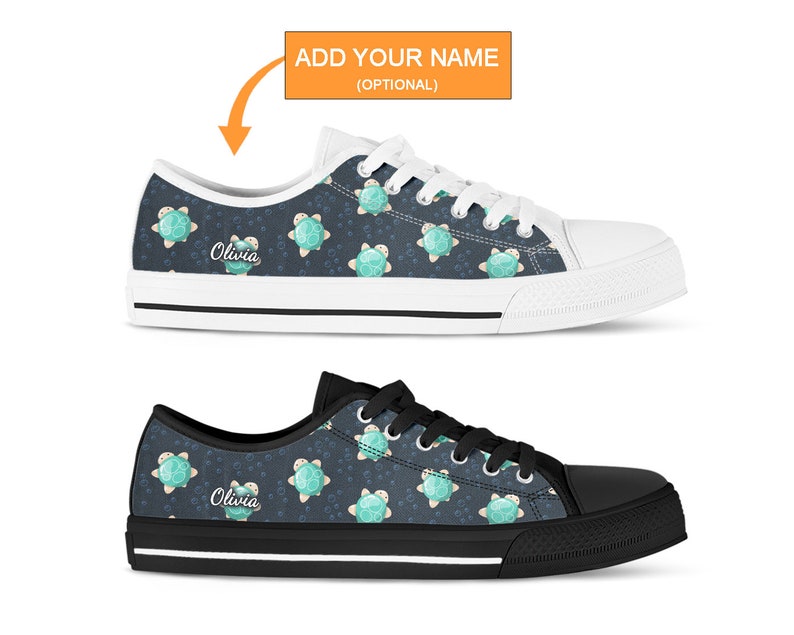 Turtle Printed Shoes Turtle Sneakers Cute Shoes Casual - Etsy