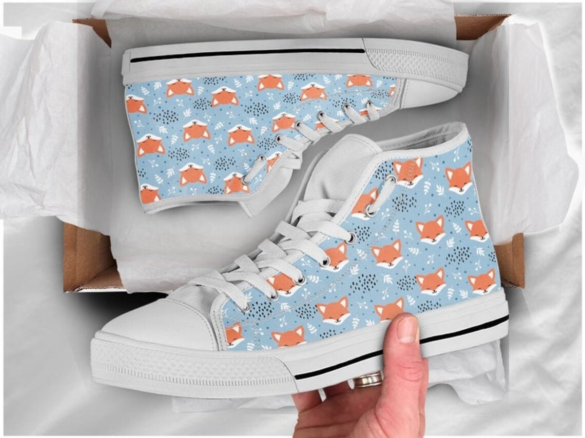 Cute Fox Shoes Kawaii Fox Sneakers Fox High Top Shoes Cute | Etsy