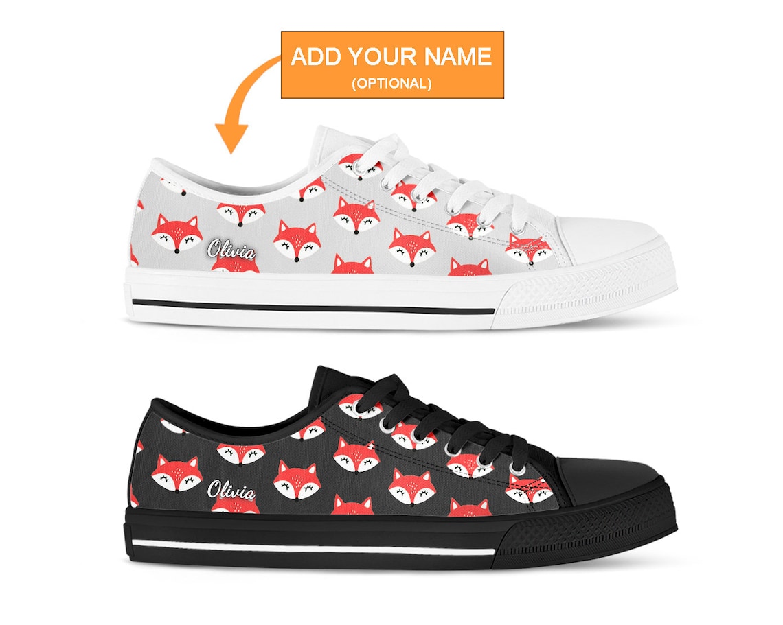 Fox Pattern Shoes Fox Sneakers Cute Shoes Casual Shoes - Etsy