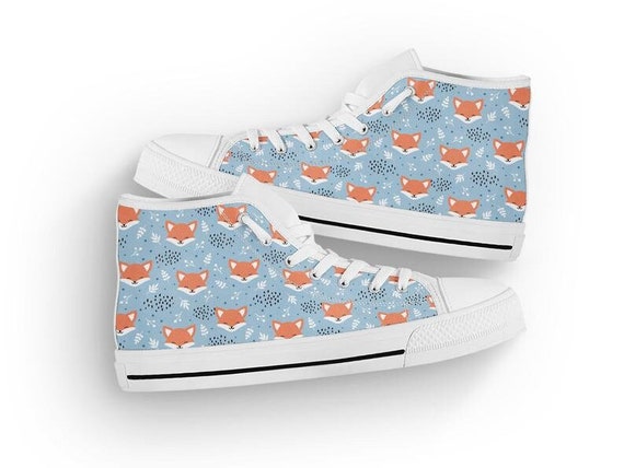 Cute Fox Shoes Kawaii Fox Sneakers Fox High Top Shoes Cute | Etsy
