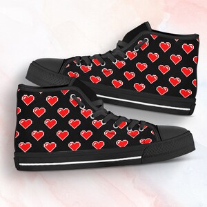 8 Bit Heart Shoes 8 Bit Heart Sneakers, Retro Gamer Gift High Top Shoes ...