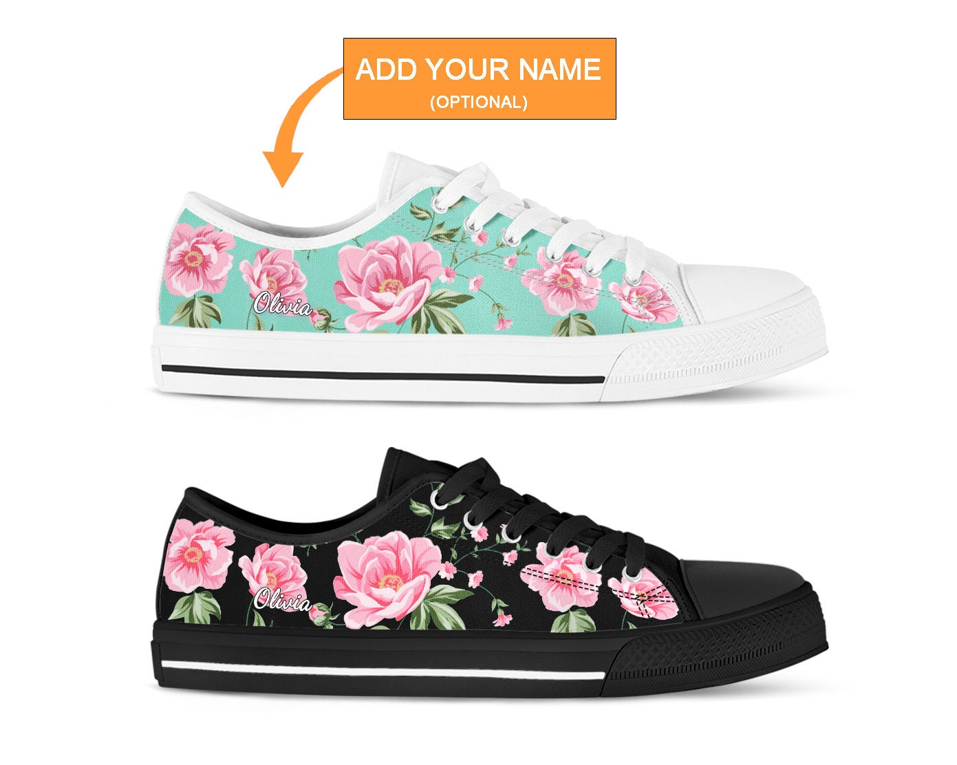 Vintage Rose Shoes Floral Print Sneakers Rose Shoes | Etsy