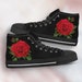 Red Rose Shoes, Rose Print Sneakers, Rose Shoes, Custom High Tops ...