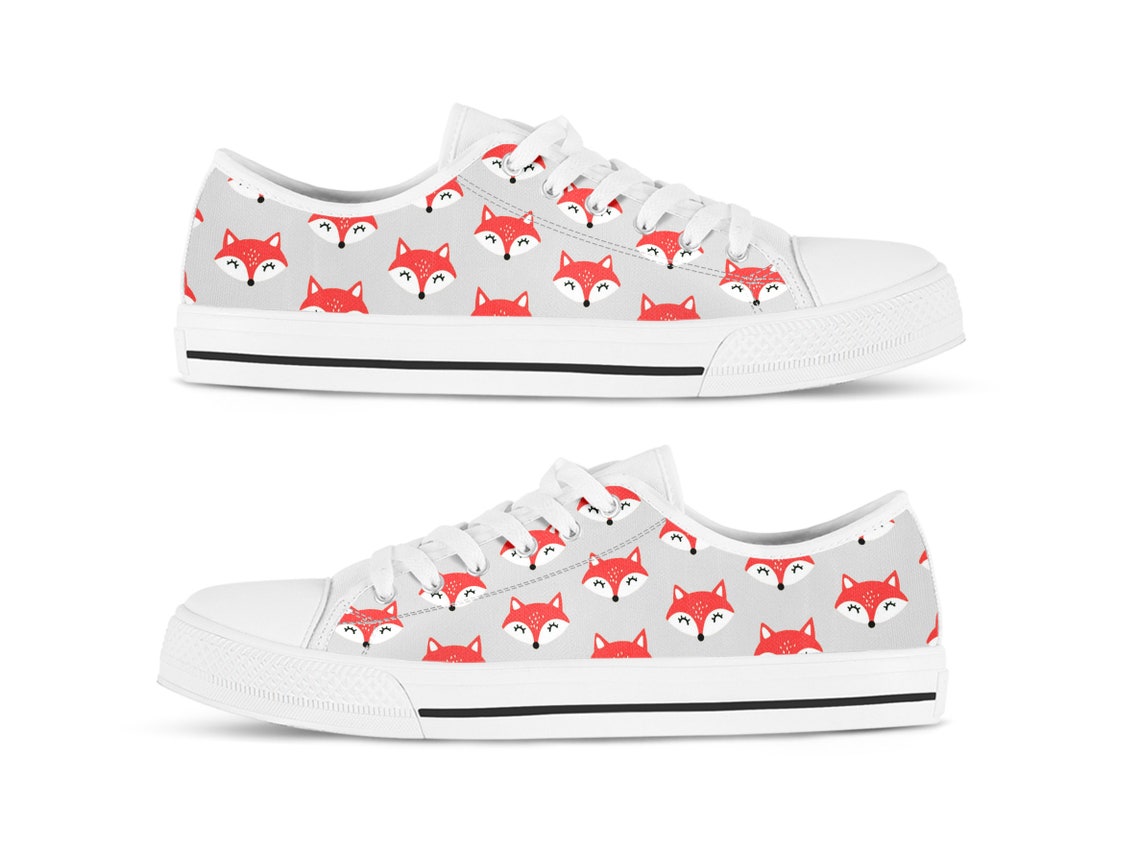 Fox Pattern Shoes Fox Sneakers Cute Shoes Casual Shoes - Etsy