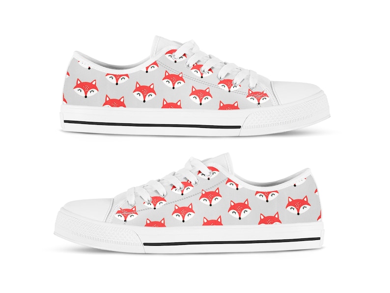 Fox Pattern Shoes Fox Sneakers Cute Shoes Casual Shoes - Etsy