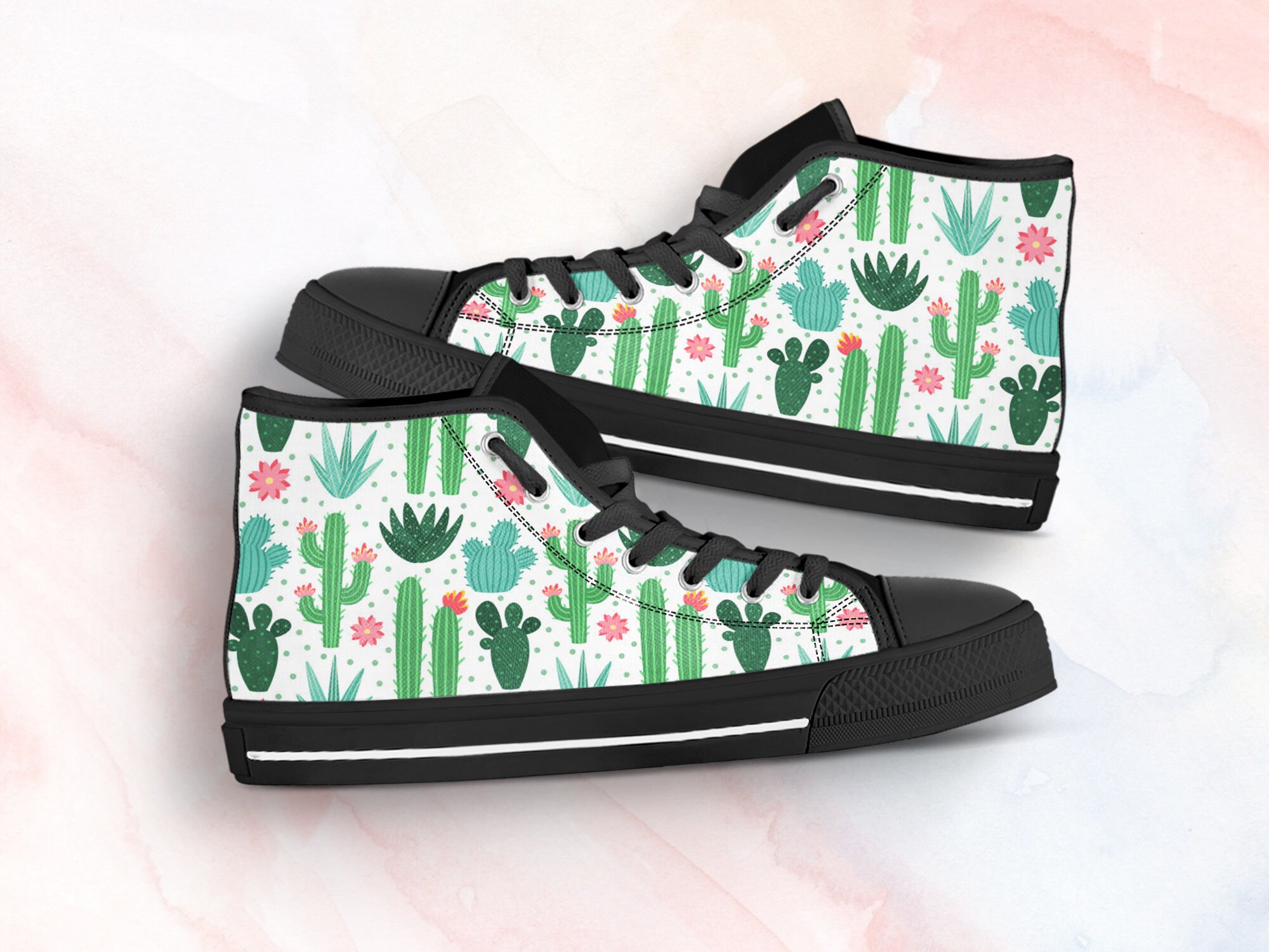 White Cactus Shoes Kawaii Sneakers Cute Clothing Cactus - Etsy