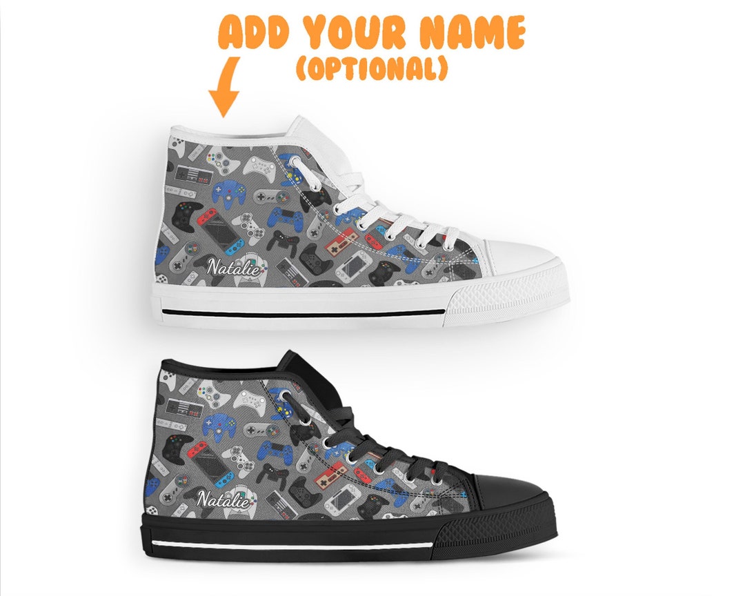 Gamer Shoes - Custom Name Sneakers - Game Controller Sneakers - Gaming ...