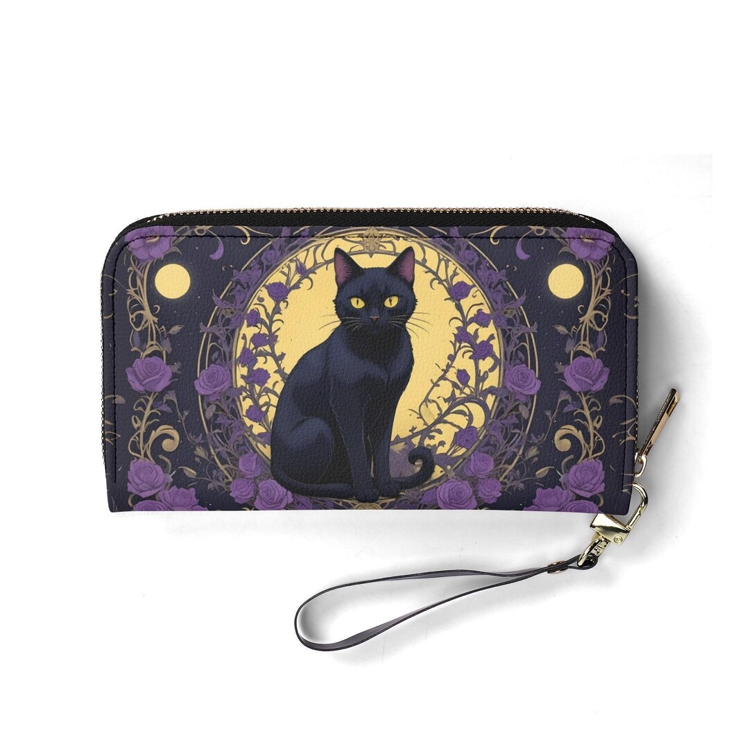 Gothic Black Cat Wallet Vegan Leather Cute Wallet Vegan Leather Wallet ...