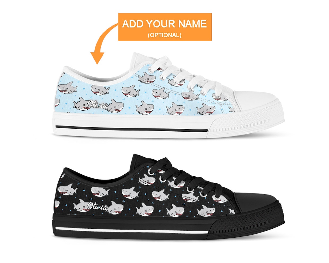 Grey Shark Shoes Shark Sneakers Shark Print Pattern - Etsy