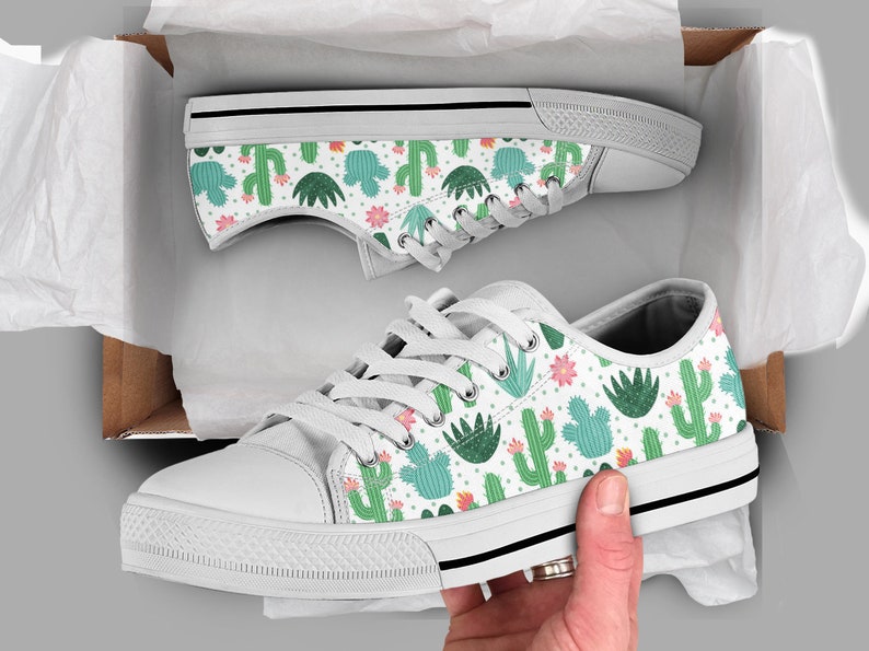 White Cactus Shoes Cactus Sneakers Cute Shoes Casual - Etsy
