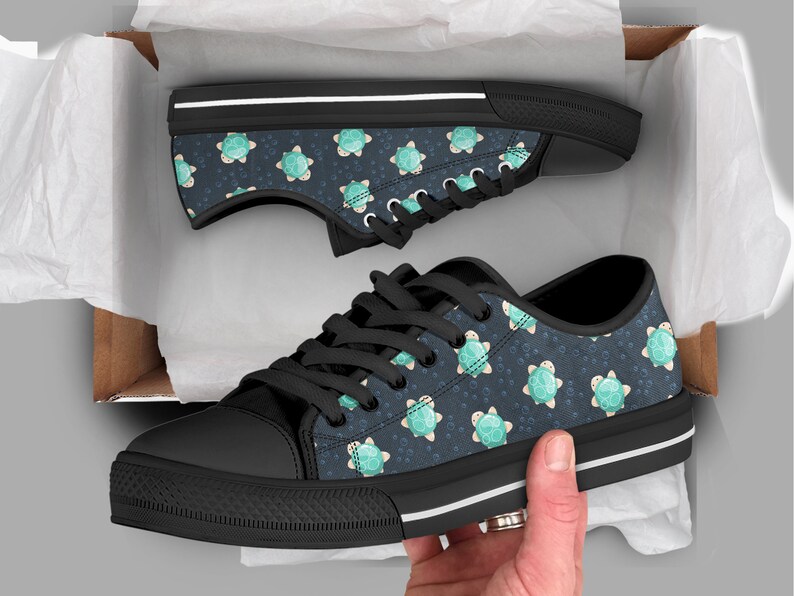 Turtle Printed Shoes Turtle Sneakers Cute Shoes Casual - Etsy