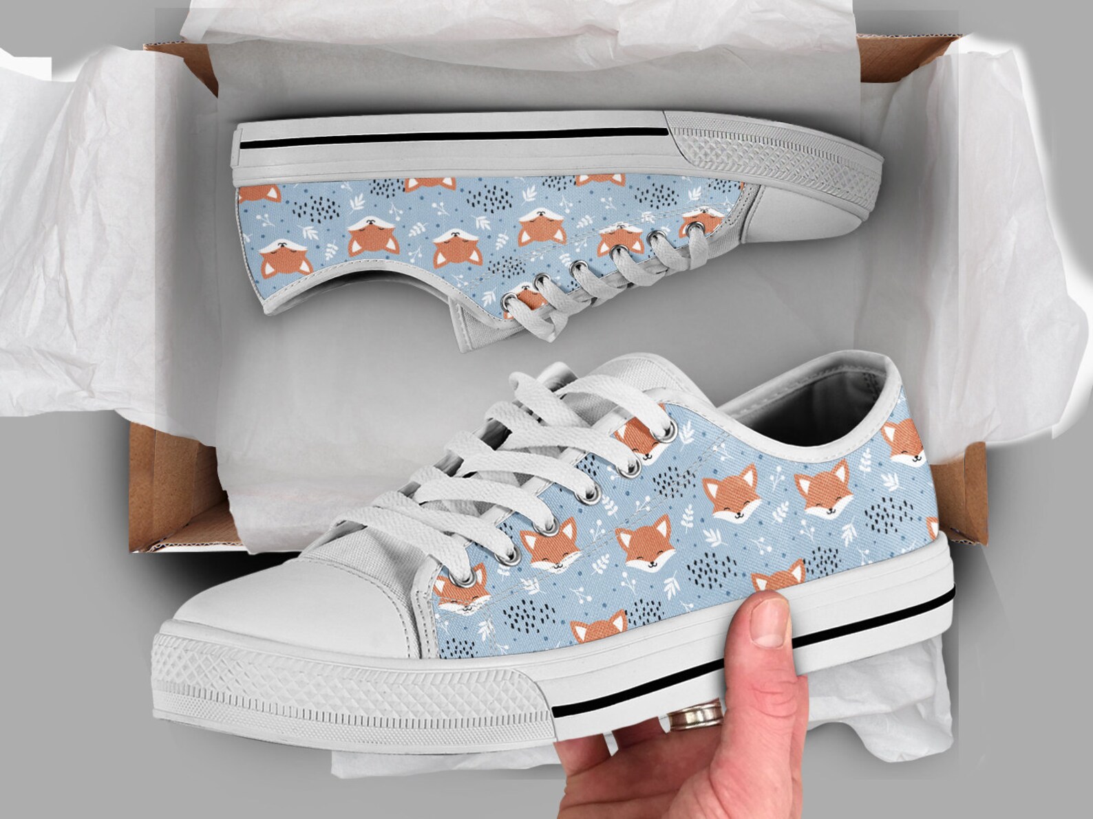 Cute Fox Shoes Kawaii Fox Sneakers Fox Low Top Shoes Cute - Etsy