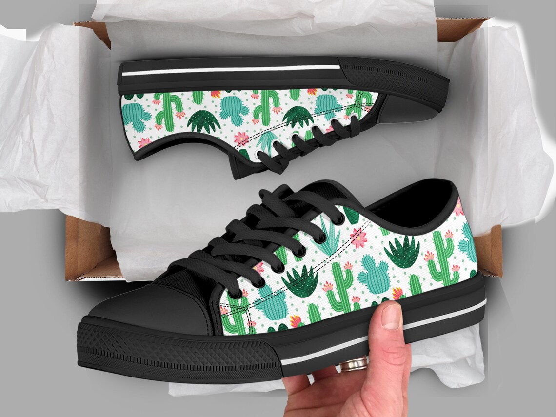 White Cactus Shoes Cactus Sneakers Cute Shoes Casual | Etsy