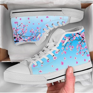 Sakura Custom Shoes, Cute Shoes / Sneakers, Cherry Blassom Tree High ...