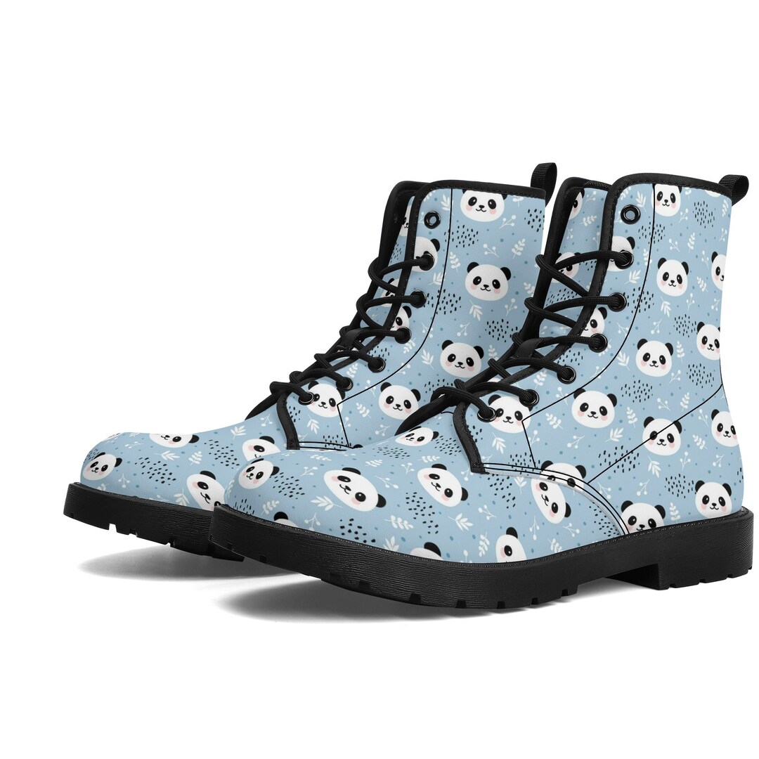 Cute Panda Boot Shoes, Women's Boots, Men's Boots, Vegan Leather ...
