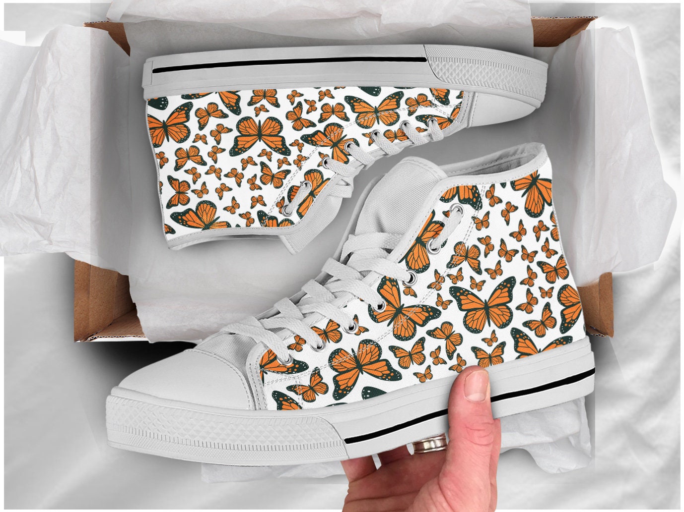 Orange Butterfly Shoes Butterfly Sneakers Cute Clothing - Etsy