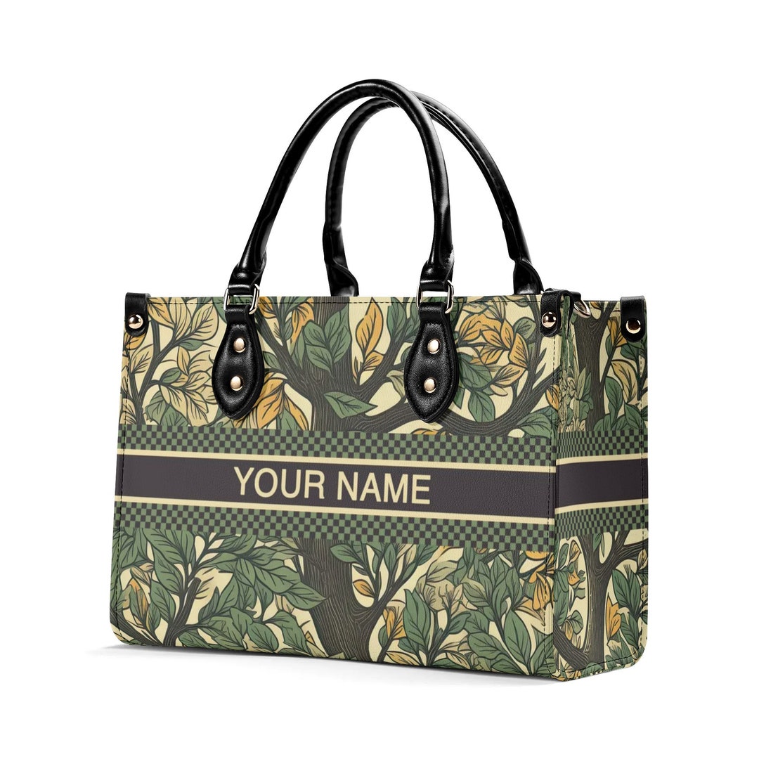 Tree Printed Bag Custom Name Bags Leather Handbag Handbag Design ...
