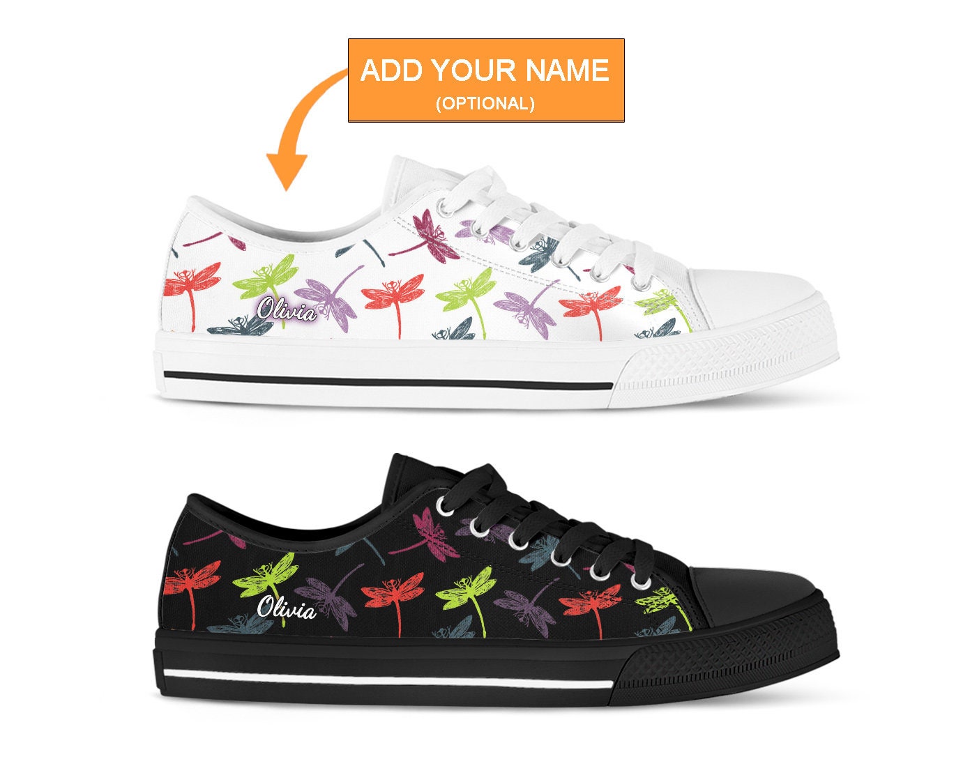 Dragonfly Shoes Sneakers Women Shoes Dragonfly Print - Etsy