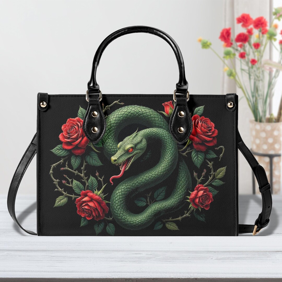 Mystical Snake With Roses Bag Cute Crossbody Bag Unique Purse Cute ...