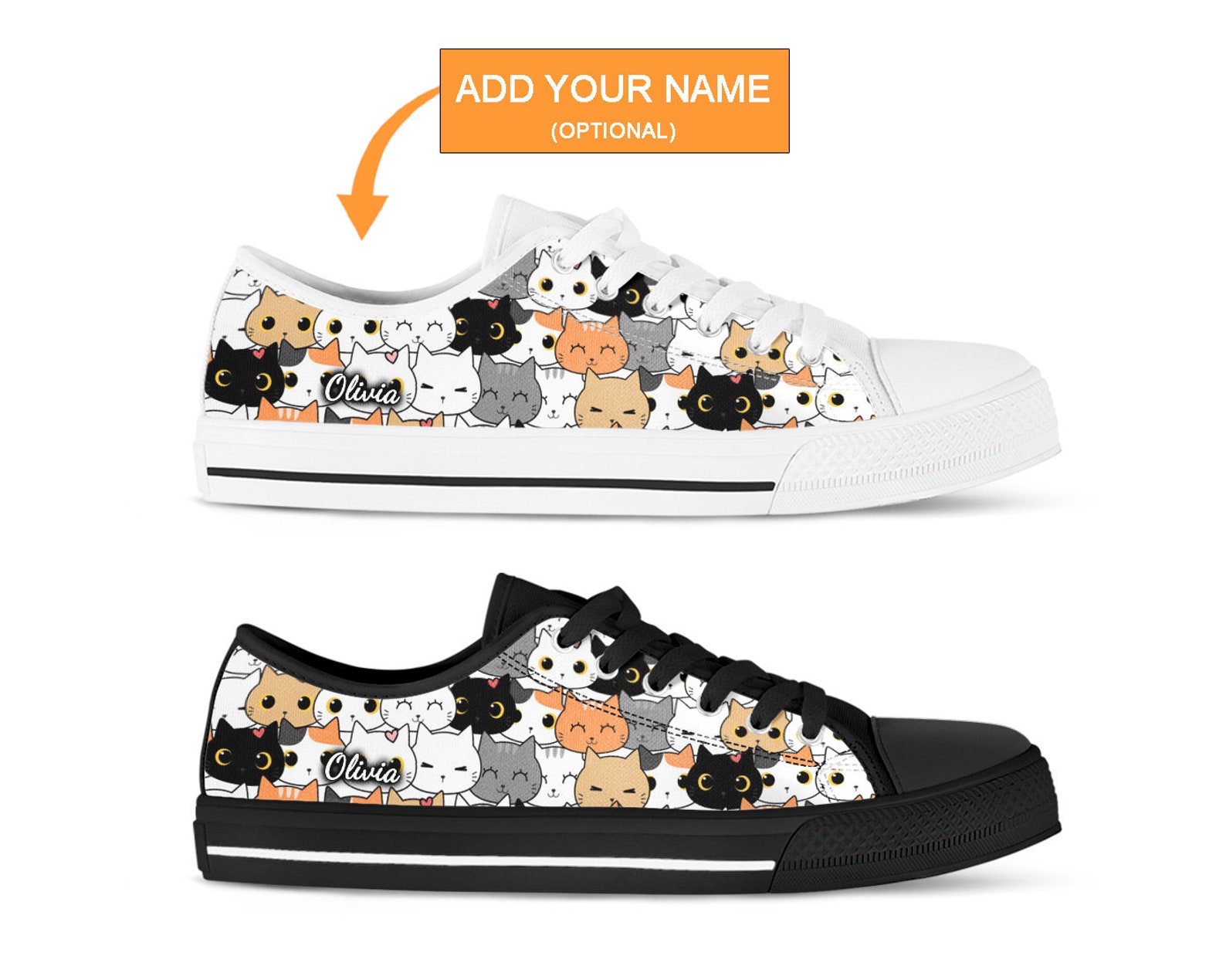 Cute Cats Shoes Cat Sneakers Cute Shoes Casual Shoes - Etsy