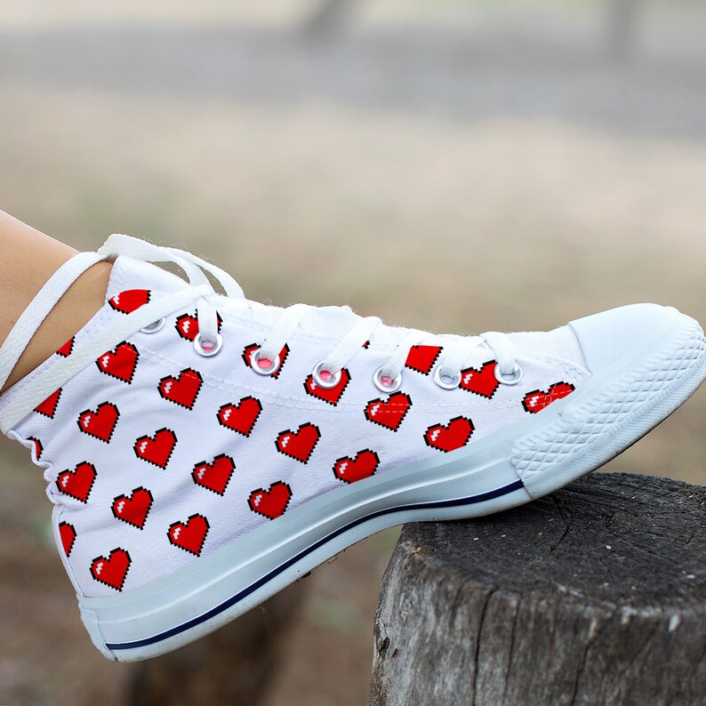 8 Bit Heart Shoes 8 Bit Heart Sneakers Retro Gamer Gift High - Etsy