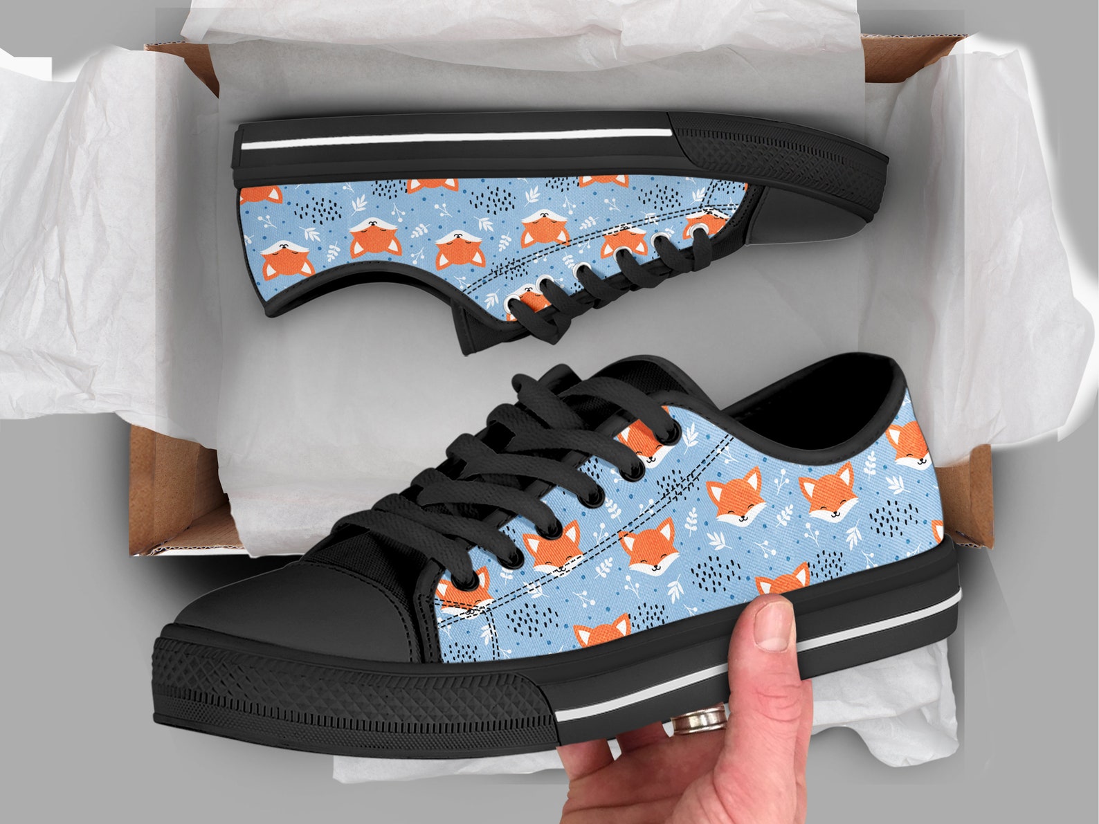 Cute Fox Shoes Kawaii Fox Sneakers Fox Low Top Shoes Cute - Etsy
