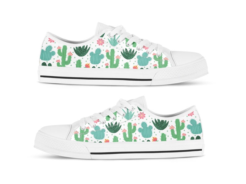 White Cactus Shoes Cactus Sneakers Cute Shoes Casual - Etsy