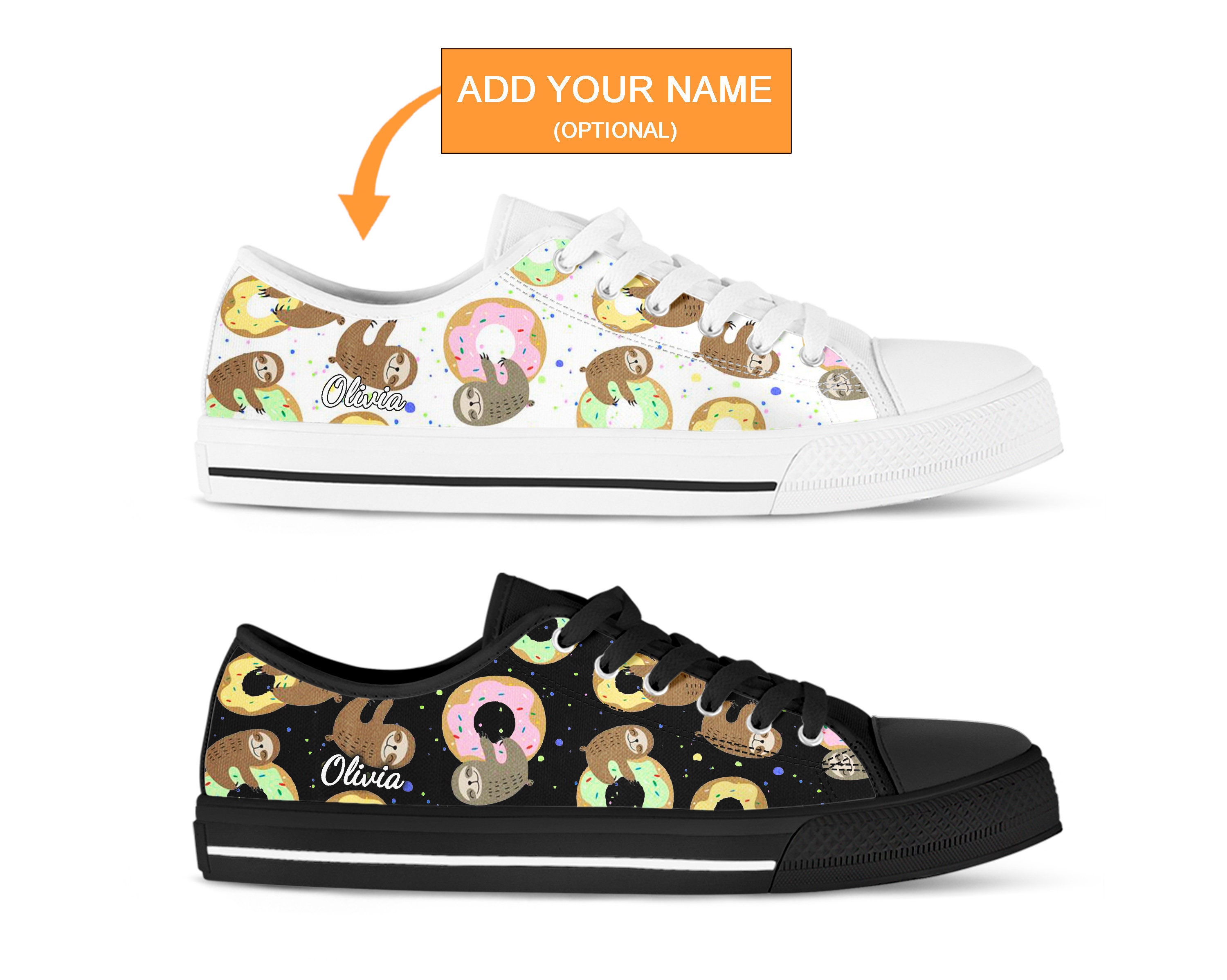 Sloth Donuts Shoes Sneakers Sloth Print Shoes Womens | Etsy