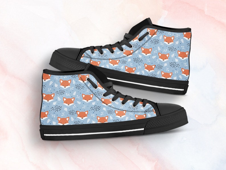 Cute Fox Shoes Kawaii Fox Sneakers Fox High Top Shoes Cute | Etsy