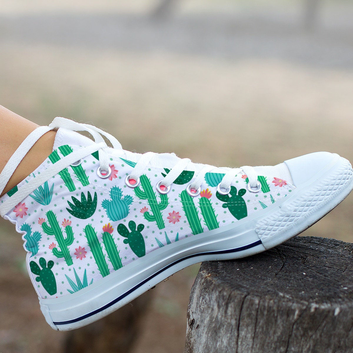 White Cactus Shoes Kawaii Sneakers Cute Clothing Cactus | Etsy