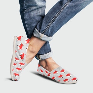 Fox Pattern Shoes Fox Womens Shoes Cute Shoes Canvas Women Shoes Girls ...