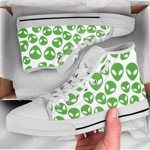 Green Alien Shoes Alien Sneakers Harajuku Kawaii Clothing Custom High ...