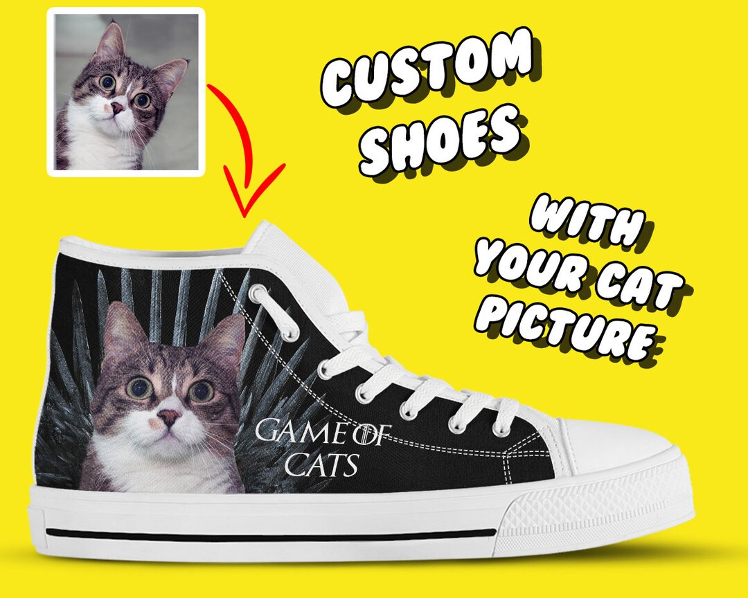 Game of Cats Shoes Cat Face Custom Shoes With Your Pet Picture ...