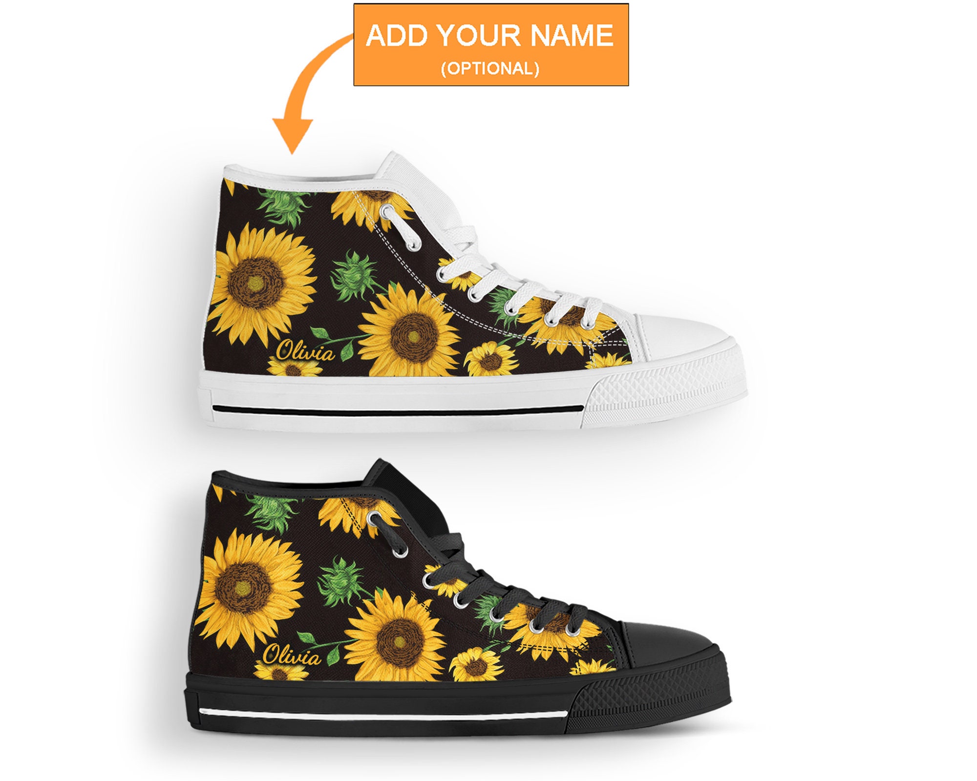 Custom Sunflower Shoes Sunflower Sneakers Cute Shoes | Etsy