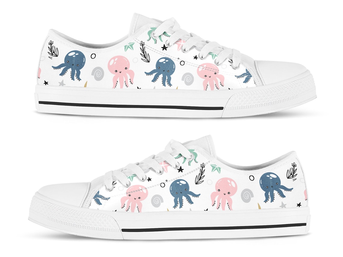 White Octopus Shoes Octopus Sneakers Octopus Print Pattern - Etsy New ...