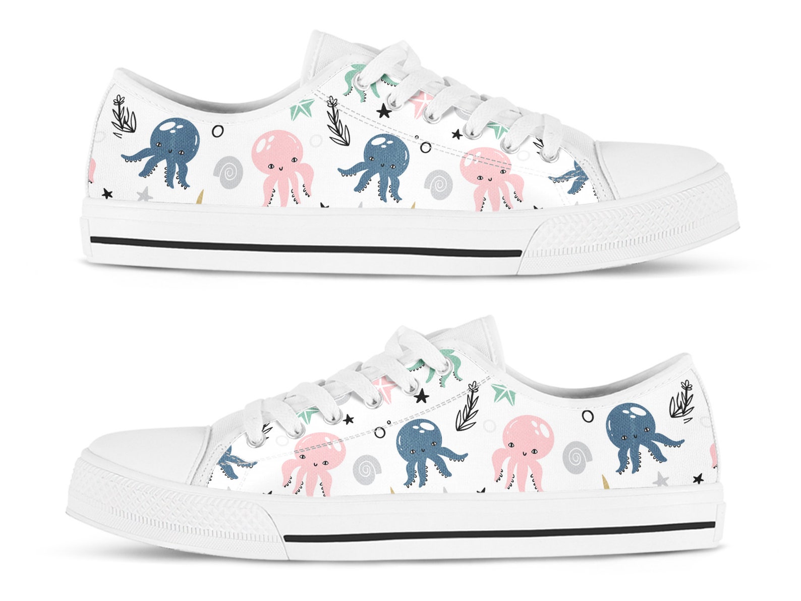 White Octopus Shoes Octopus Sneakers Octopus Print Pattern - Etsy New ...